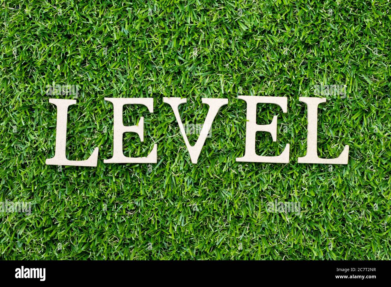 Wood alphabet letter in word level on green grass background Stock ...