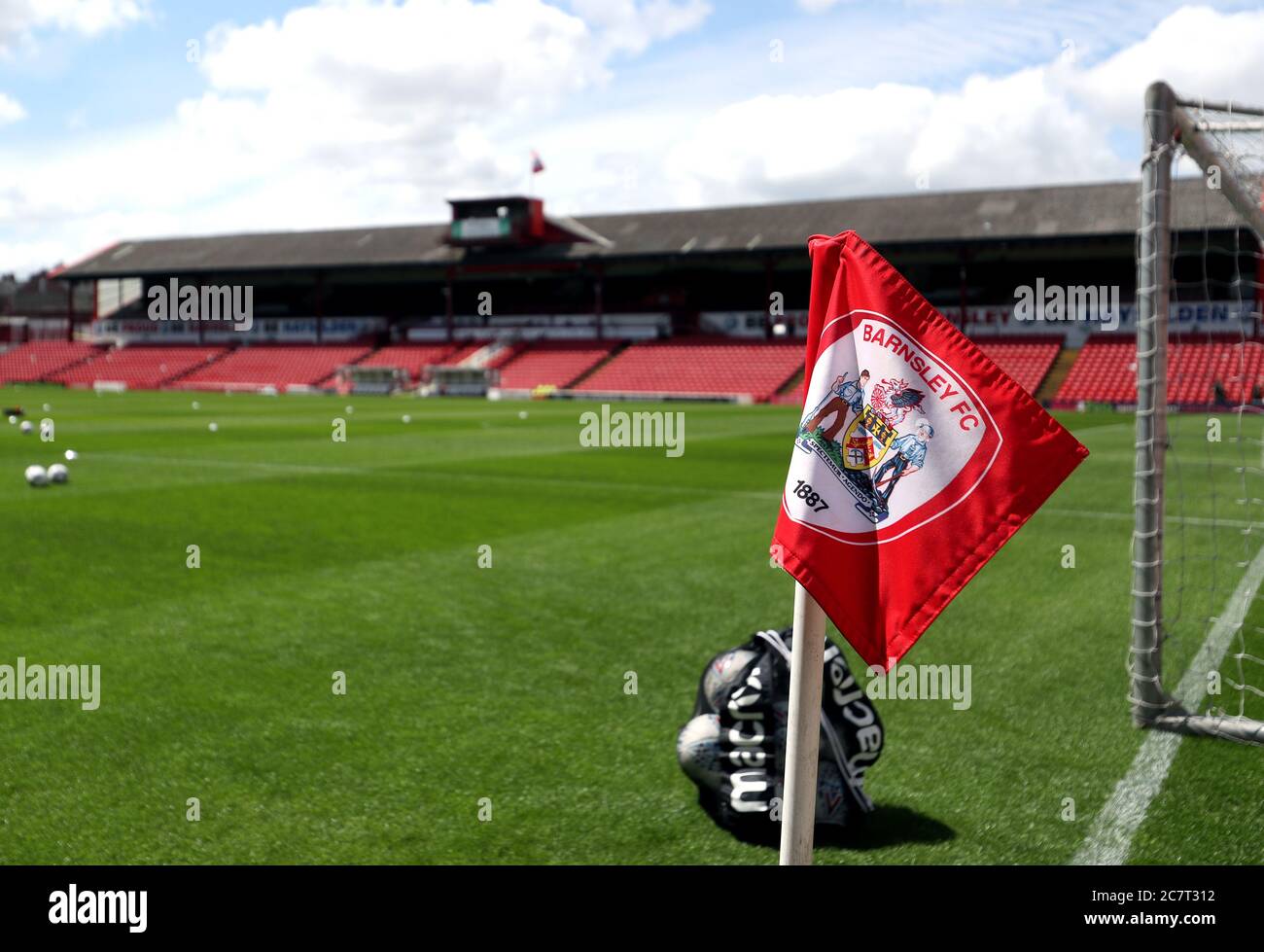 A general view of a Barnsley flag ahead of the Sky Bet Championship ...