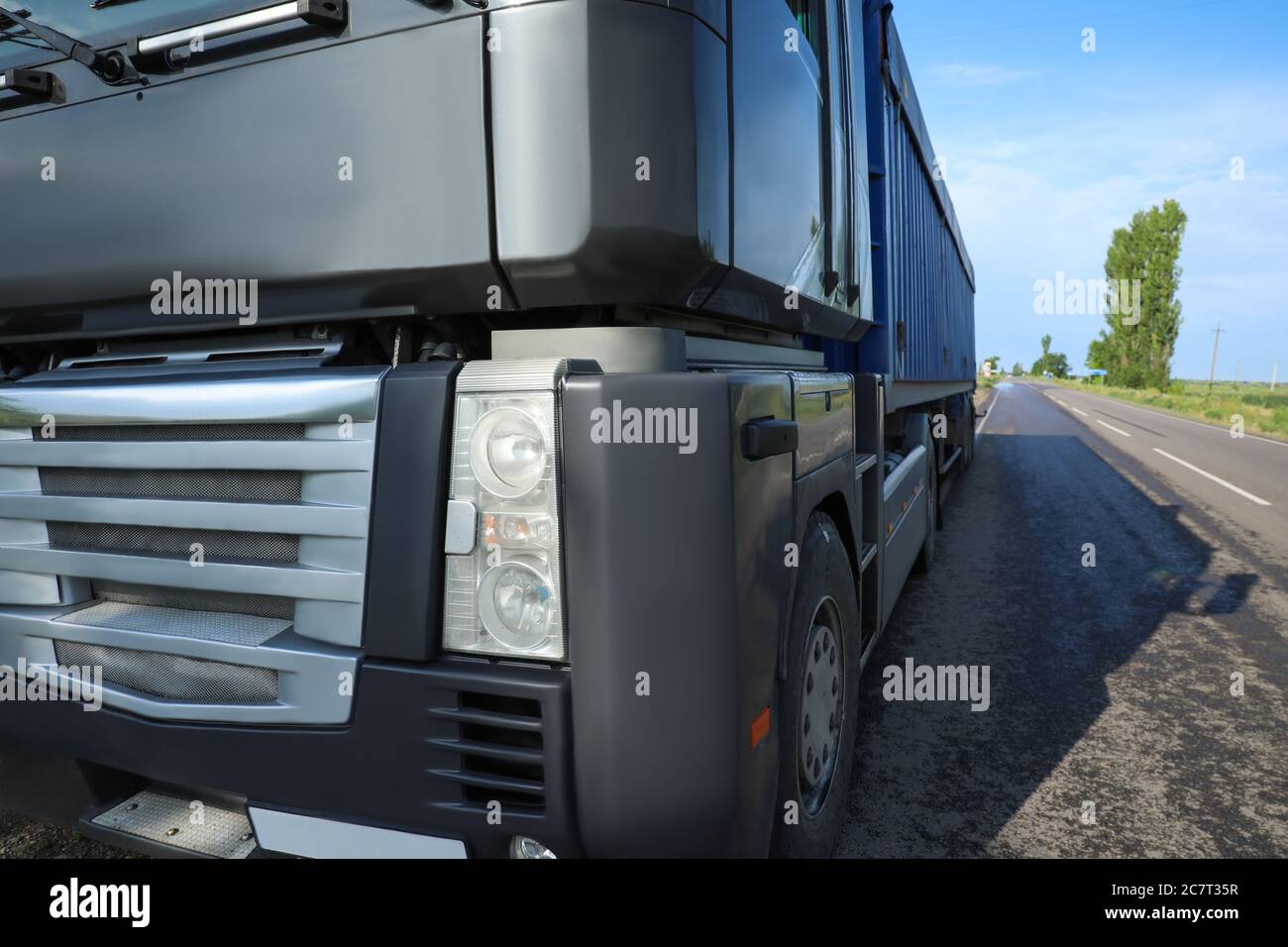 Big modern truck on road Stock Photo - Alamy
