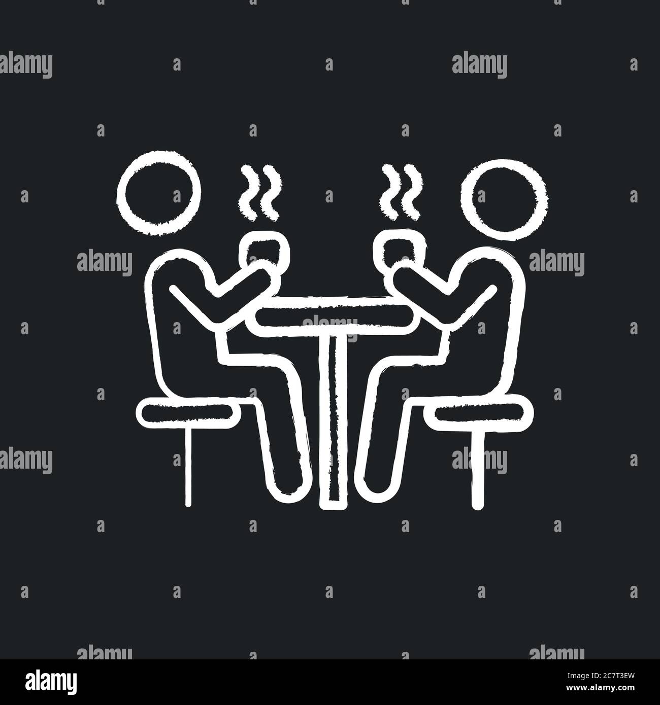 Dining hall chalk white icon on black background. School cafeteria ...