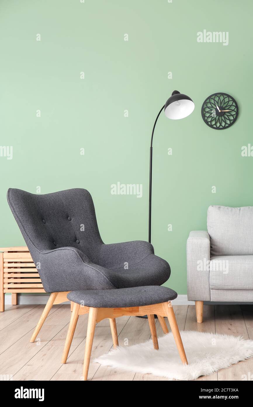Interior of modern room with armchair Stock Photo - Alamy