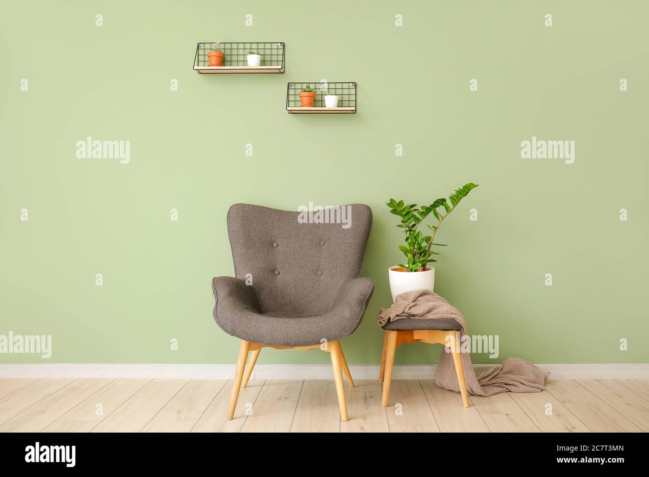 Interior of modern room with armchair Stock Photo - Alamy