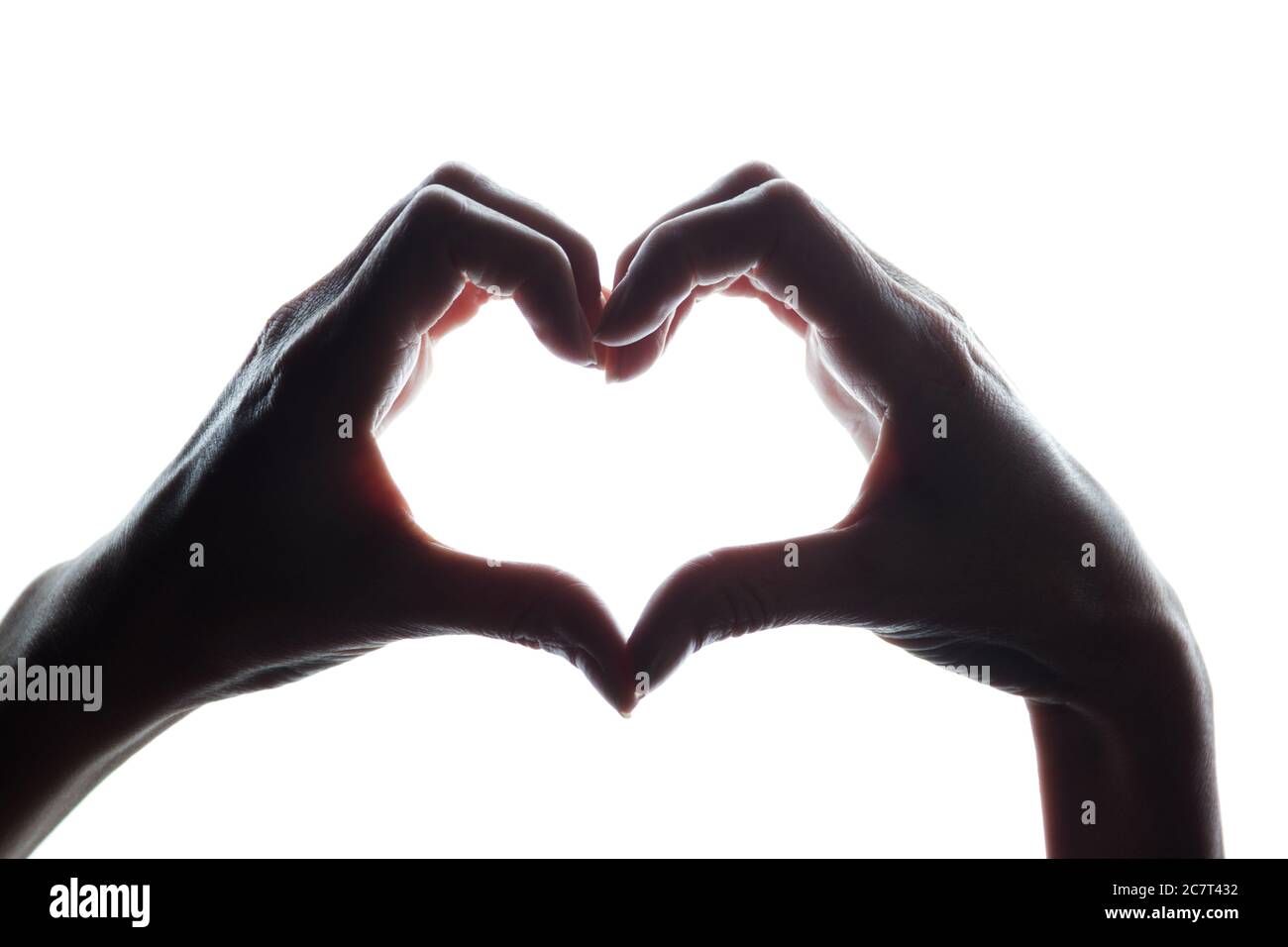 Female hands as a symbol of the heart - horizontal silhouette Stock ...