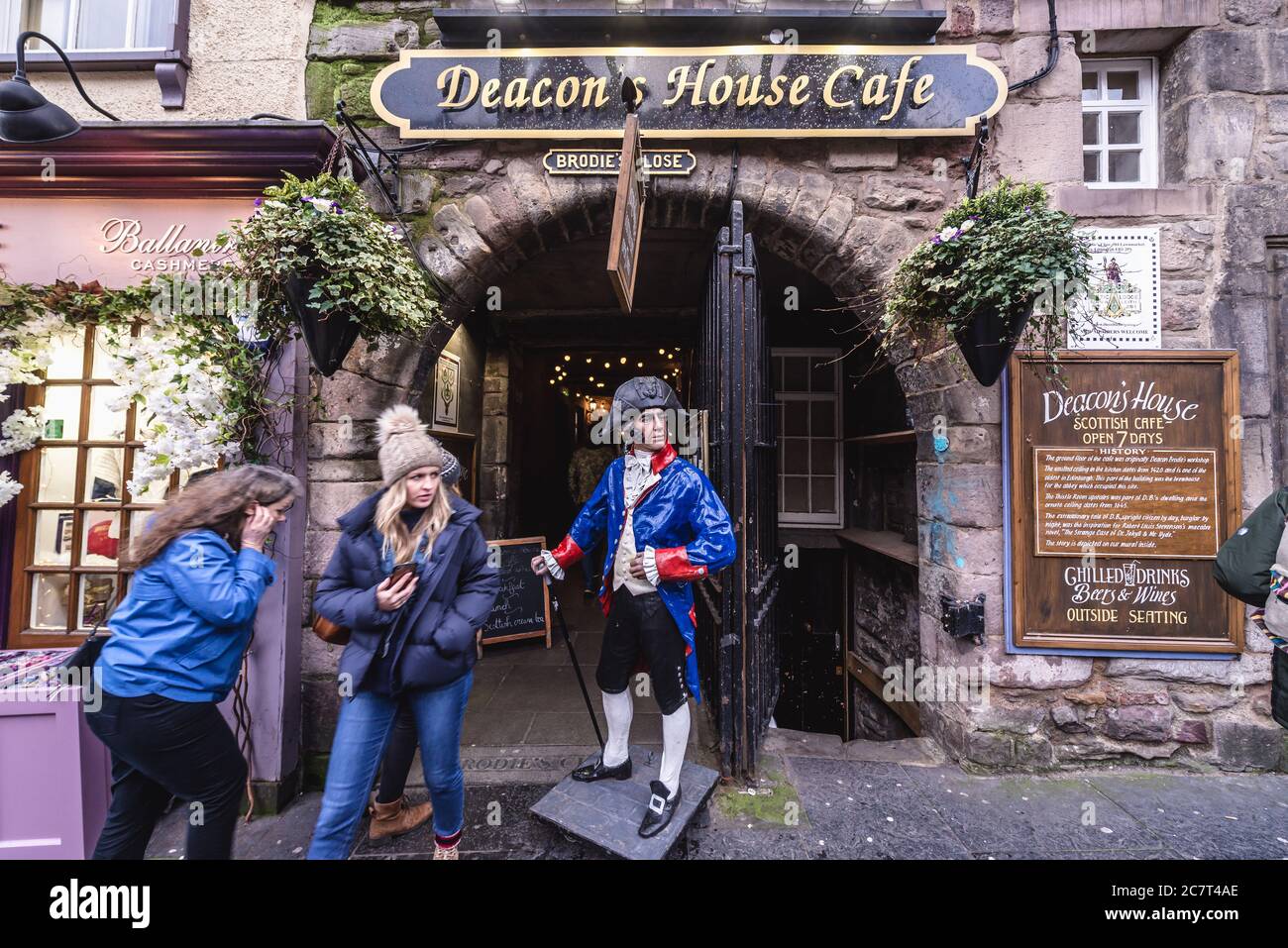 Entrance to Deacon House Cafe on Lawnmarket street in Edinburgh, the ...