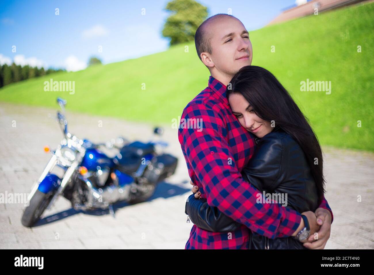 Hugging on motorcycle hi-res stock photography and images - Alamy