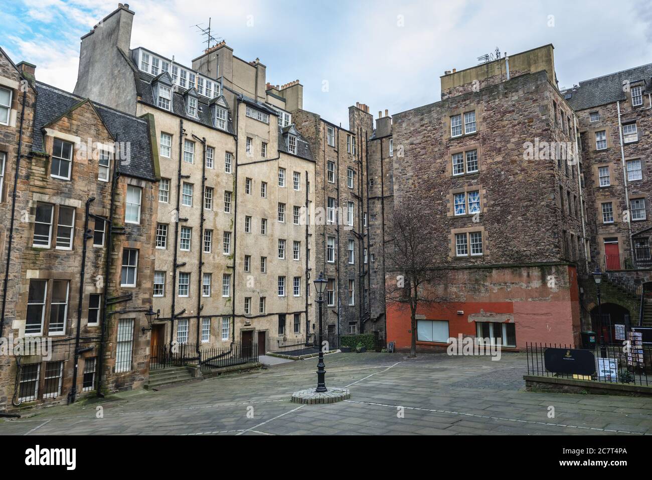 Old tenements on Makars Court in Edinburgh, the capital of Scotland ...