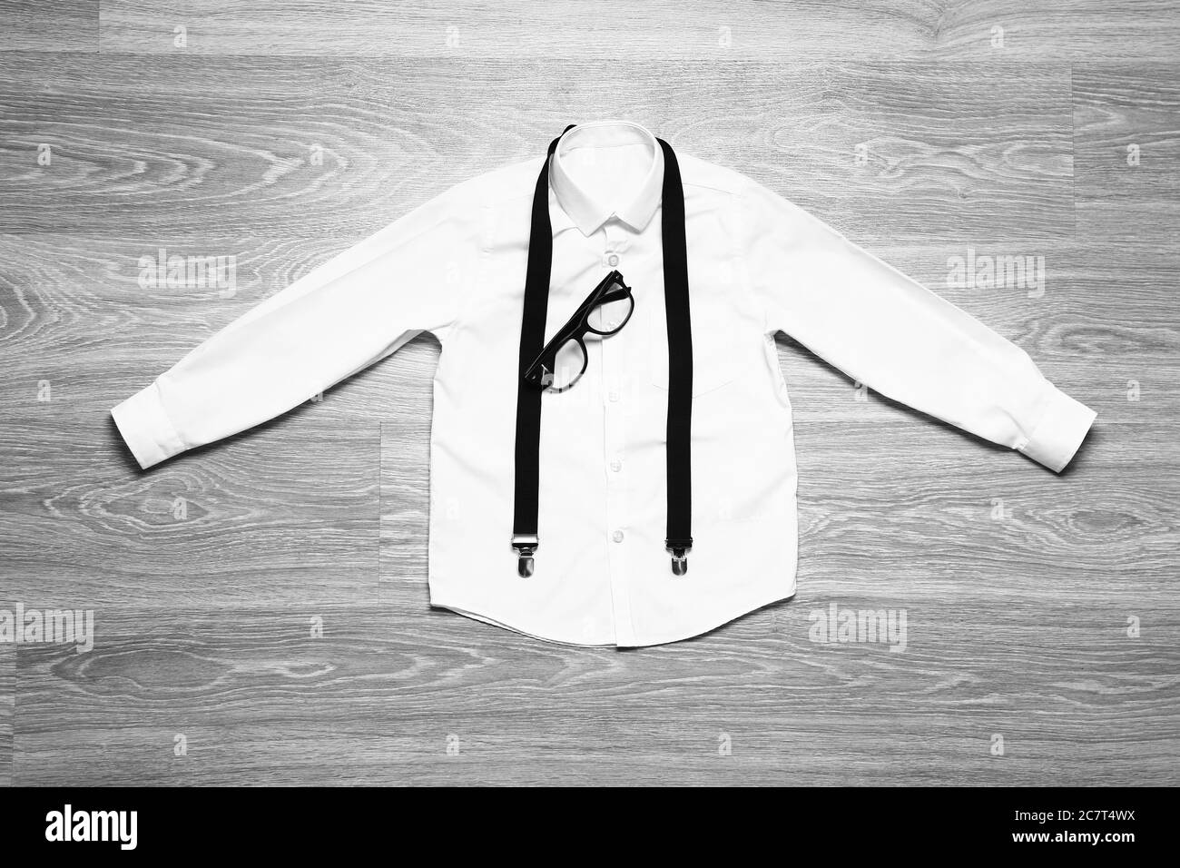 Stylish school uniform on wooden background Stock Photo - Alamy