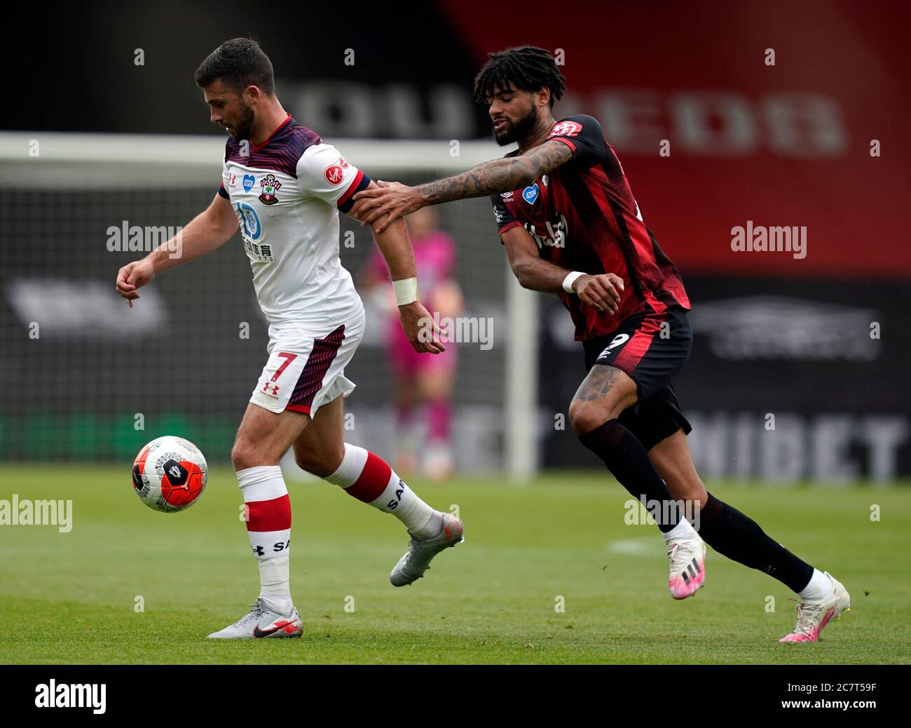 AFC Bournemouth's Phillip Billing (right) and Southampton's Shane Long ...