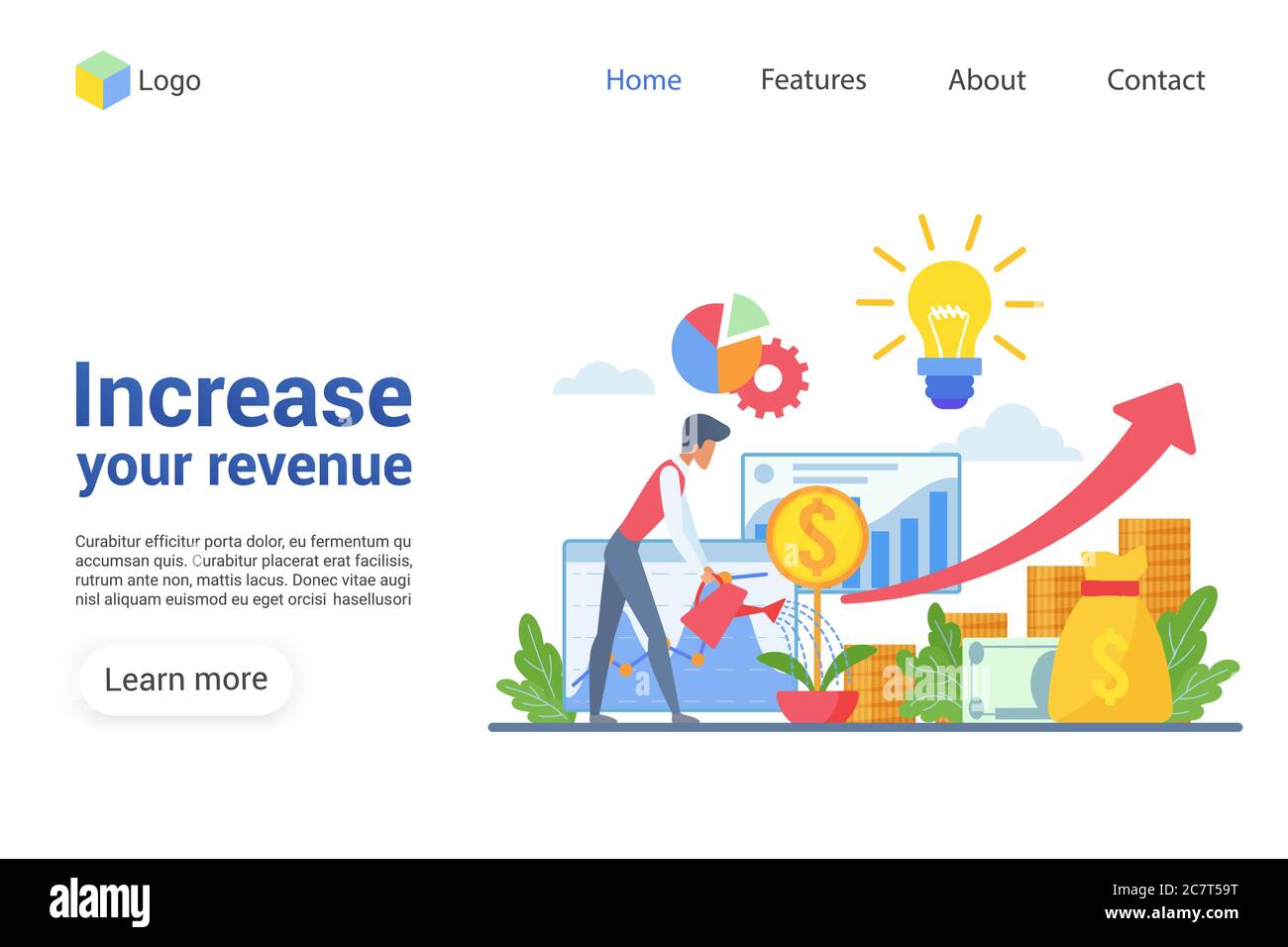 Increase your revenue landing page vector template. Revenue growth ...