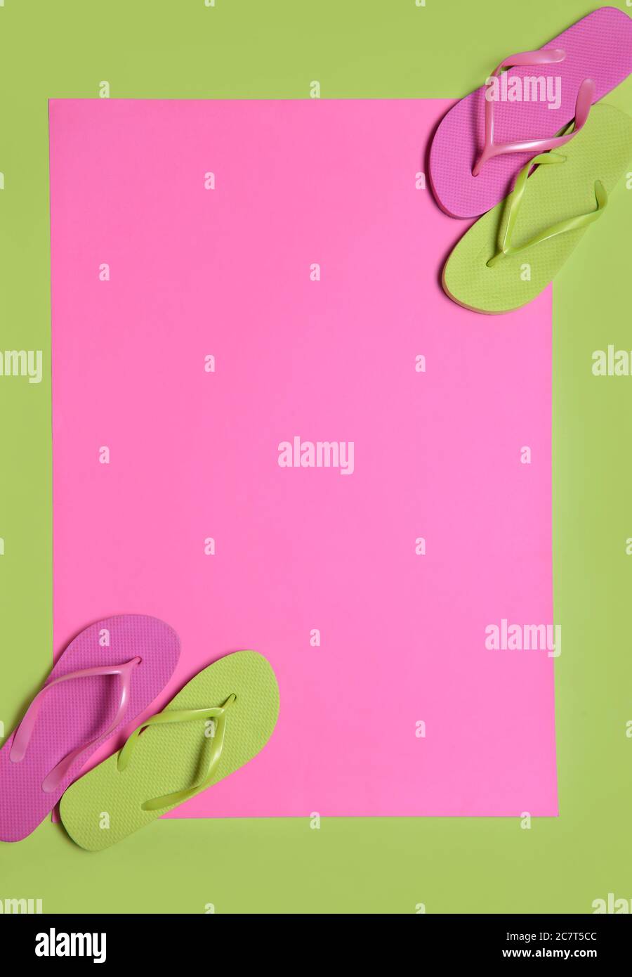 Stylish flip-flops on color background Stock Photo - Alamy