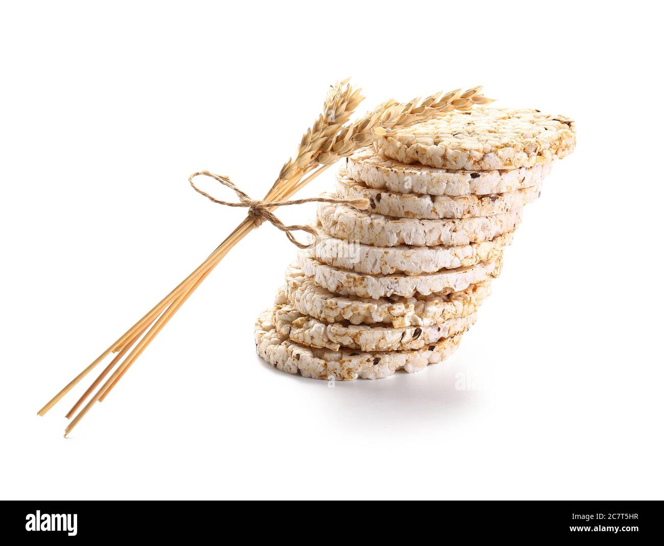 Rice crispbreads on white background Stock Photo - Alamy