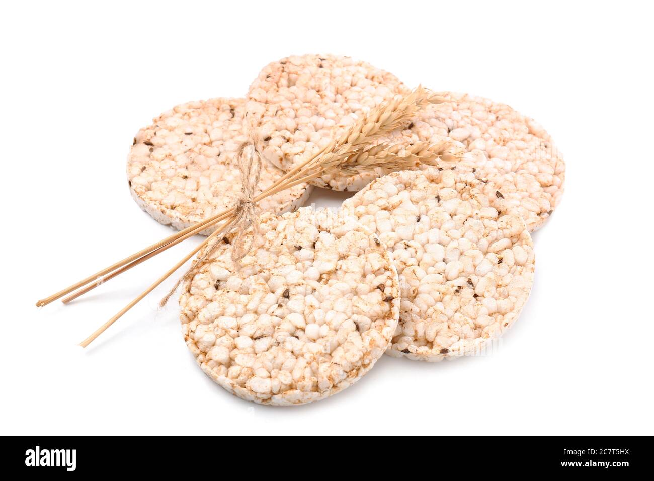Rice crispbreads on white background Stock Photo - Alamy