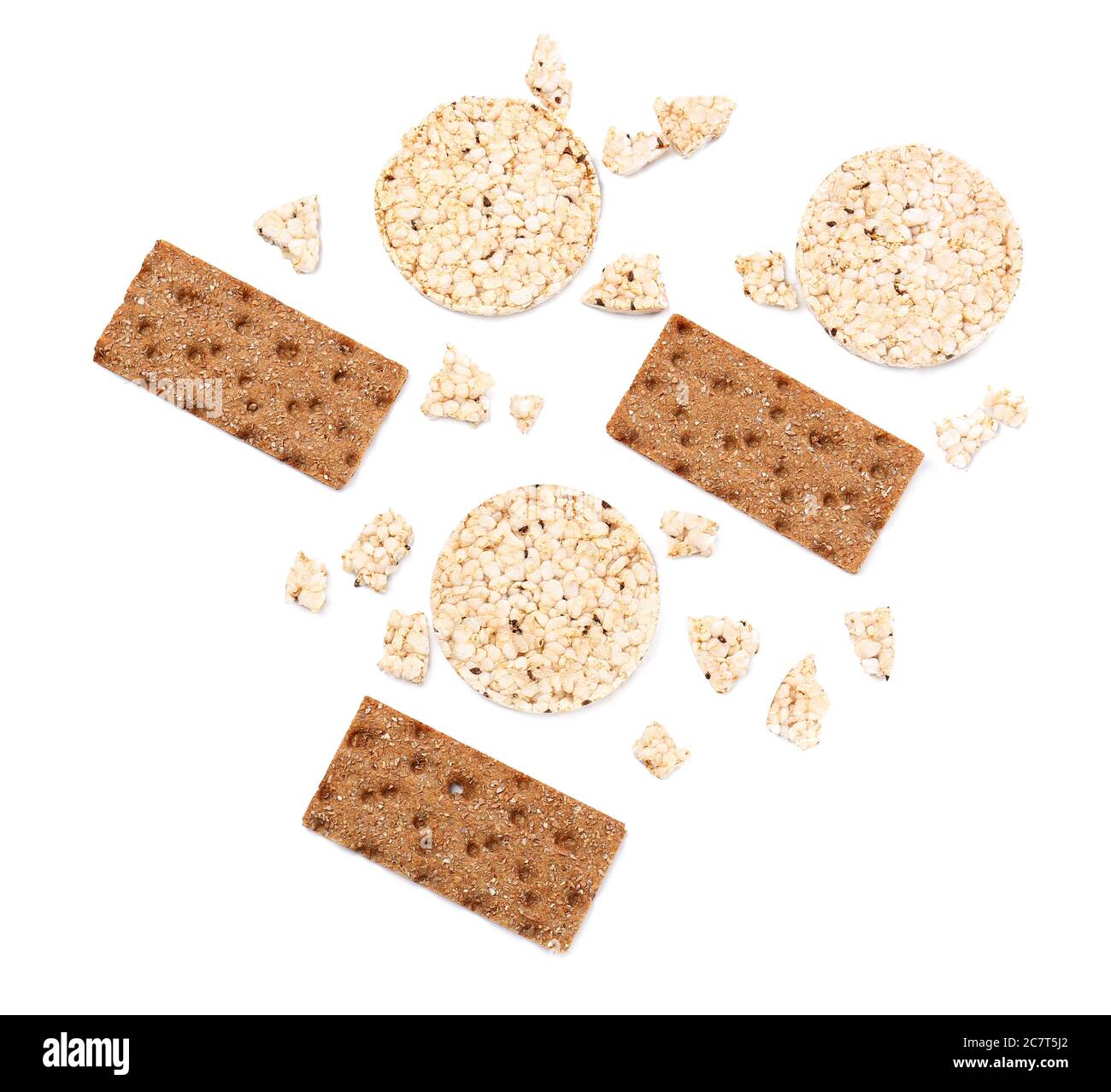 Healthy crispbreads on white background Stock Photo - Alamy