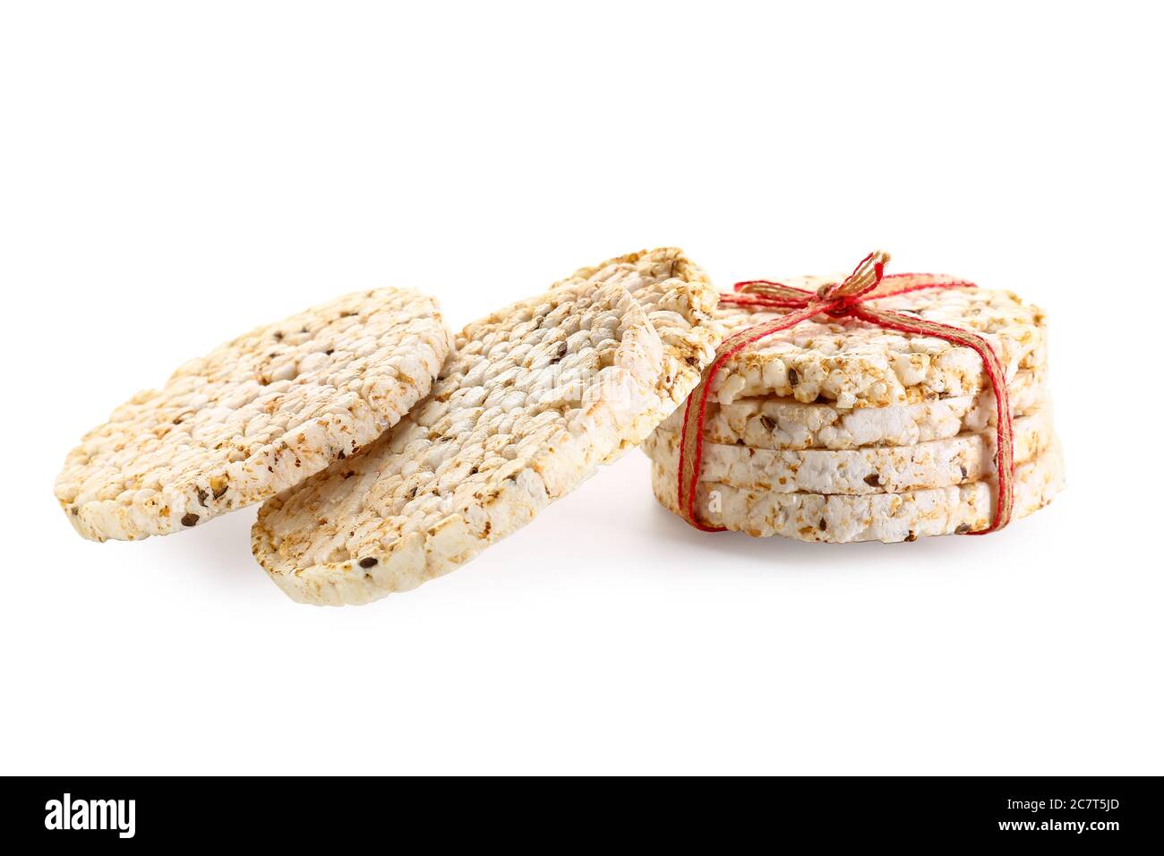Rice crispbreads on white background Stock Photo - Alamy