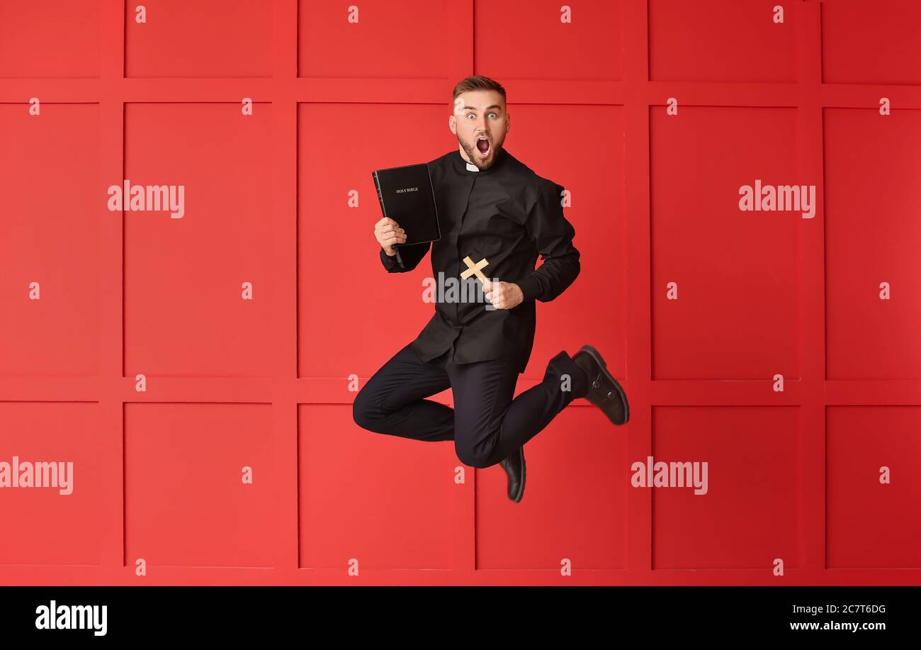 Priest surprised hi-res stock photography and images - Alamy