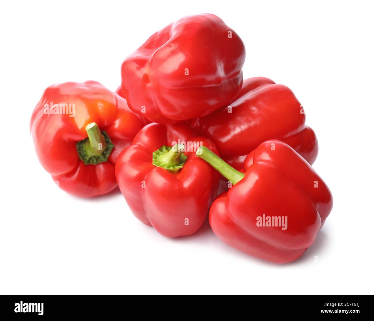 Red bell pepper on white background Stock Photo - Alamy