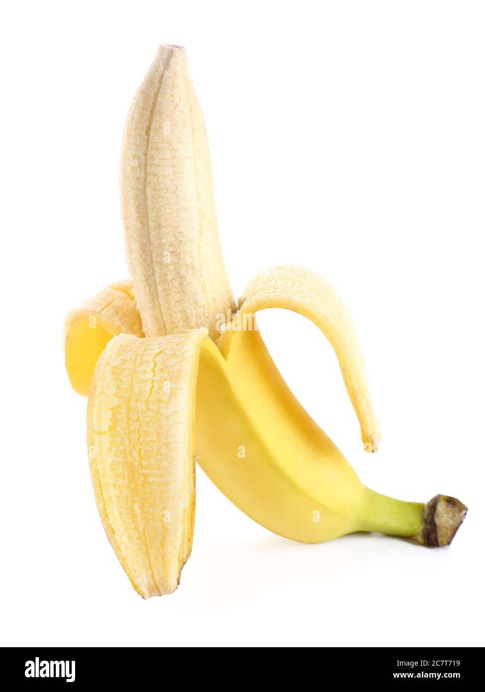 Ripe banana on white background Stock Photo - Alamy