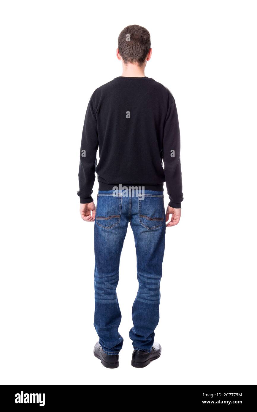 back view of middle aged man isolated on white background Stock Photo ...