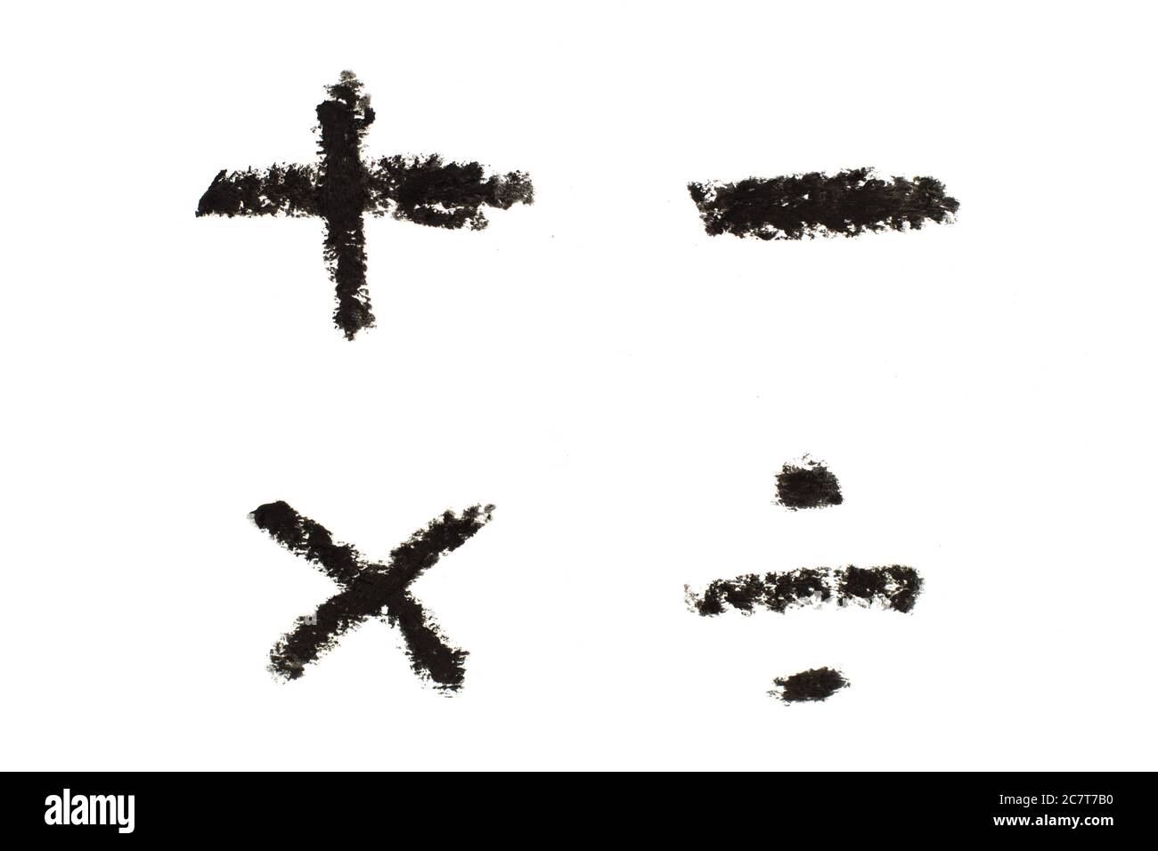 Black color oil pastel drawing in mathematics symbol shape (Plus, minus ...