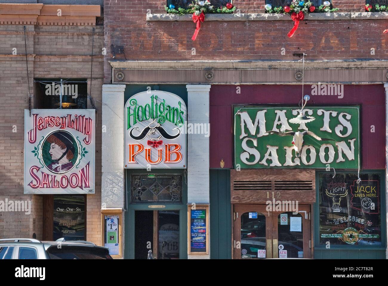 Whiskey Row bars at Courthouse Plaza in Prescott, Arizona, USA Stock ...