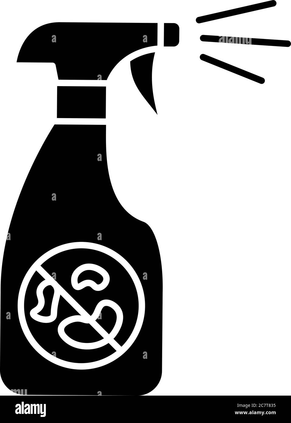 Antiseptic spray black glyph icon. Sterilization product, disinfectant ...