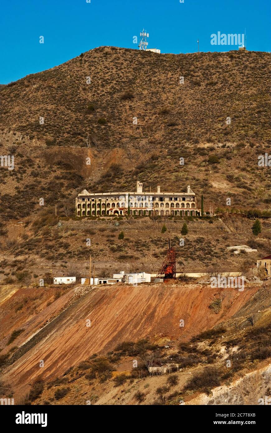 Douglas Mansion at Jerome State Historic Park, over copper mine ...
