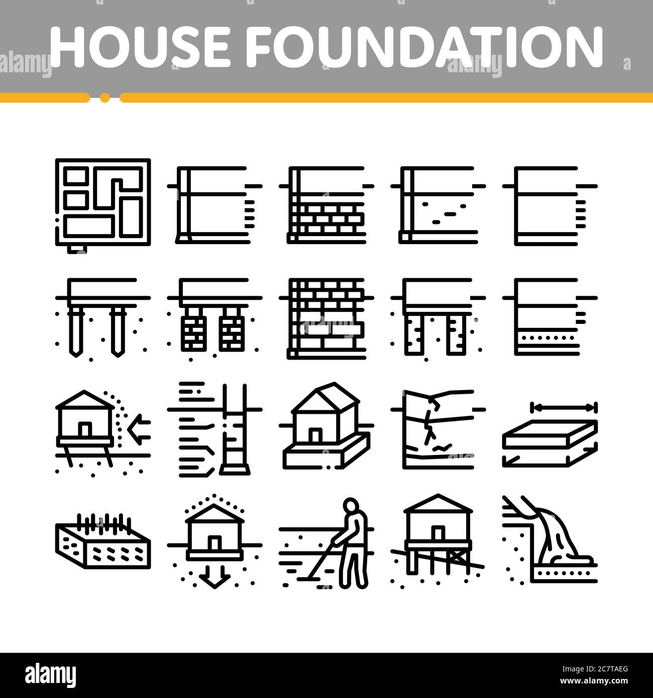 Pouring concrete build foundation building Stock Vector Images - Alamy