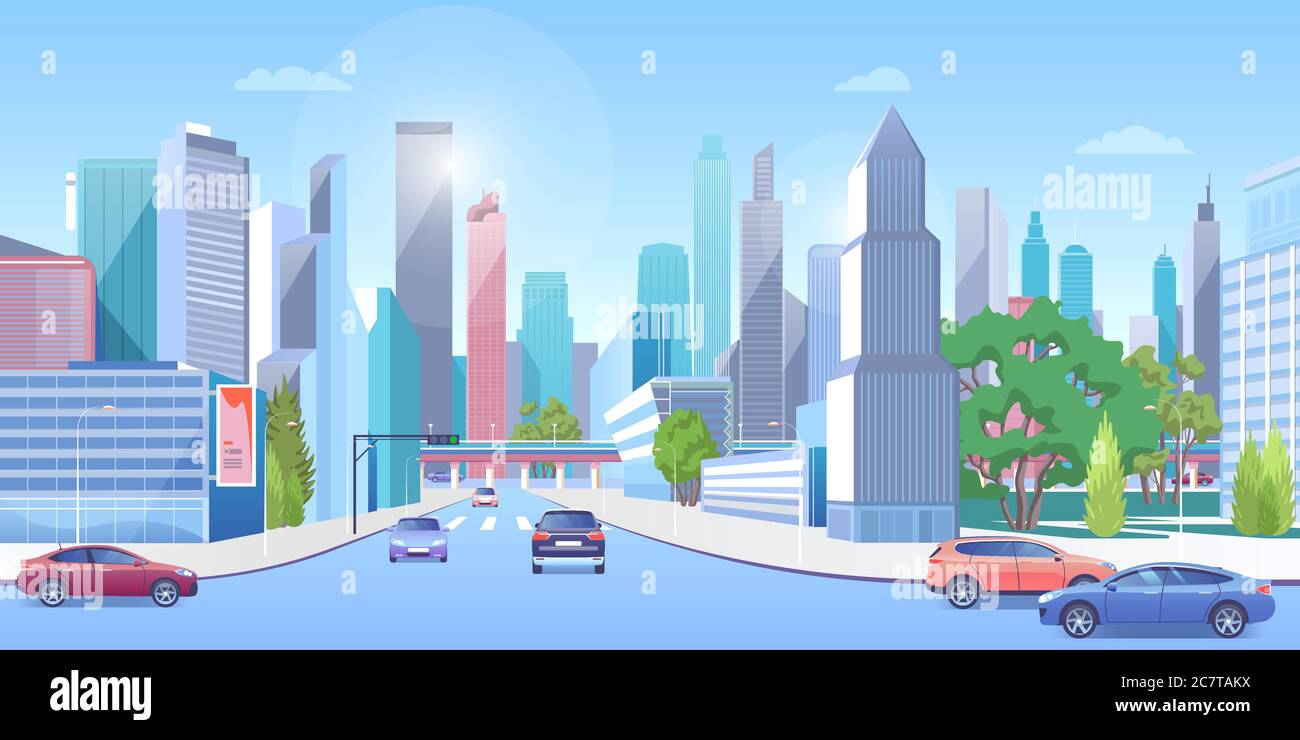 Beautiful view city on sunny Stock Vector Images - Alamy