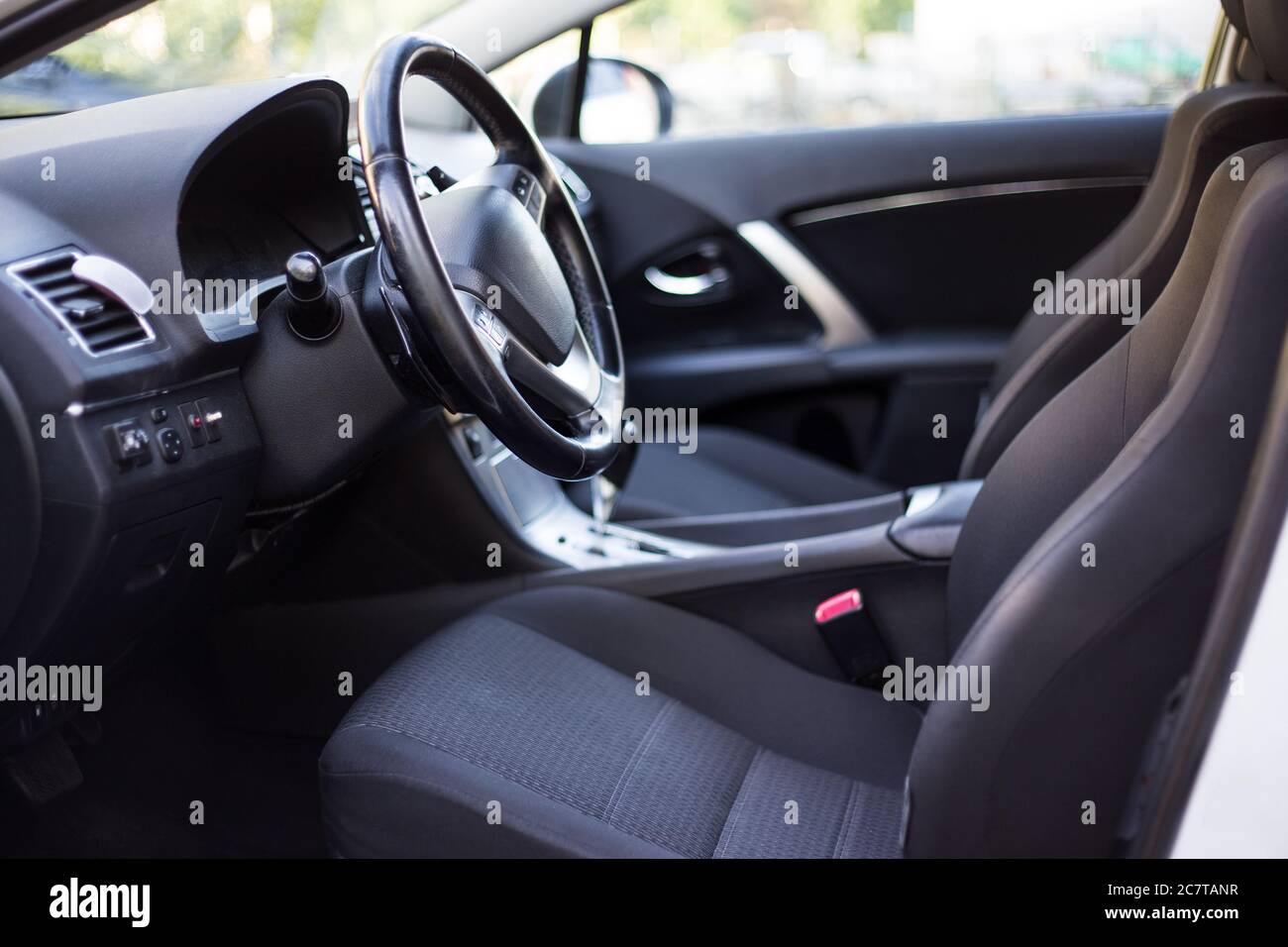 beautiful black interior of modern car Stock Photo - Alamy