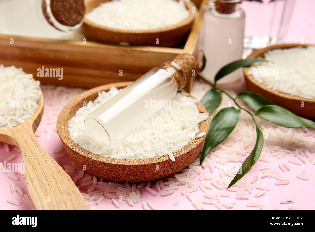 Healthy rice water on color background Stock Photo - Alamy