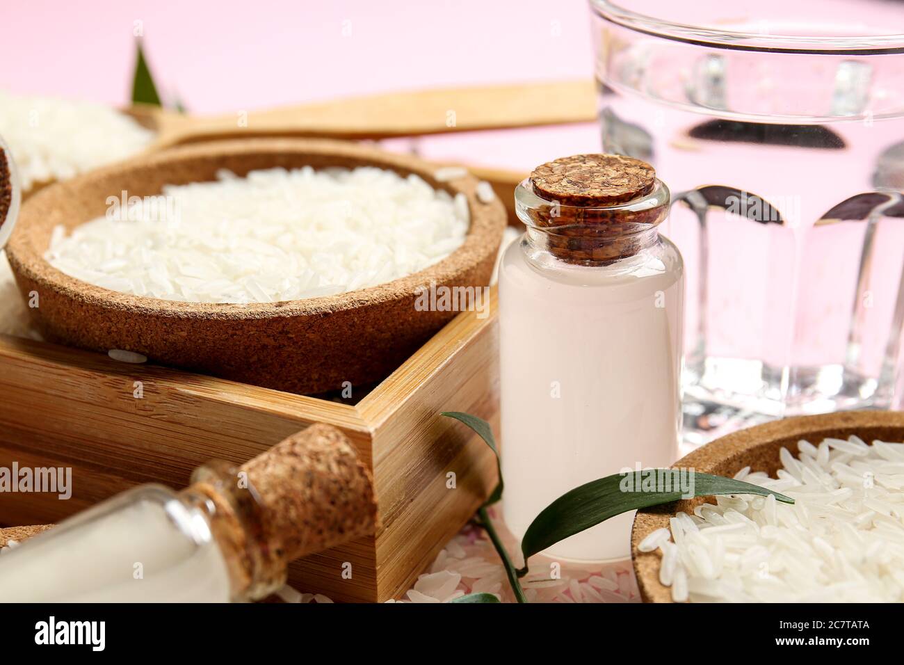 Healthy rice water on color background Stock Photo - Alamy