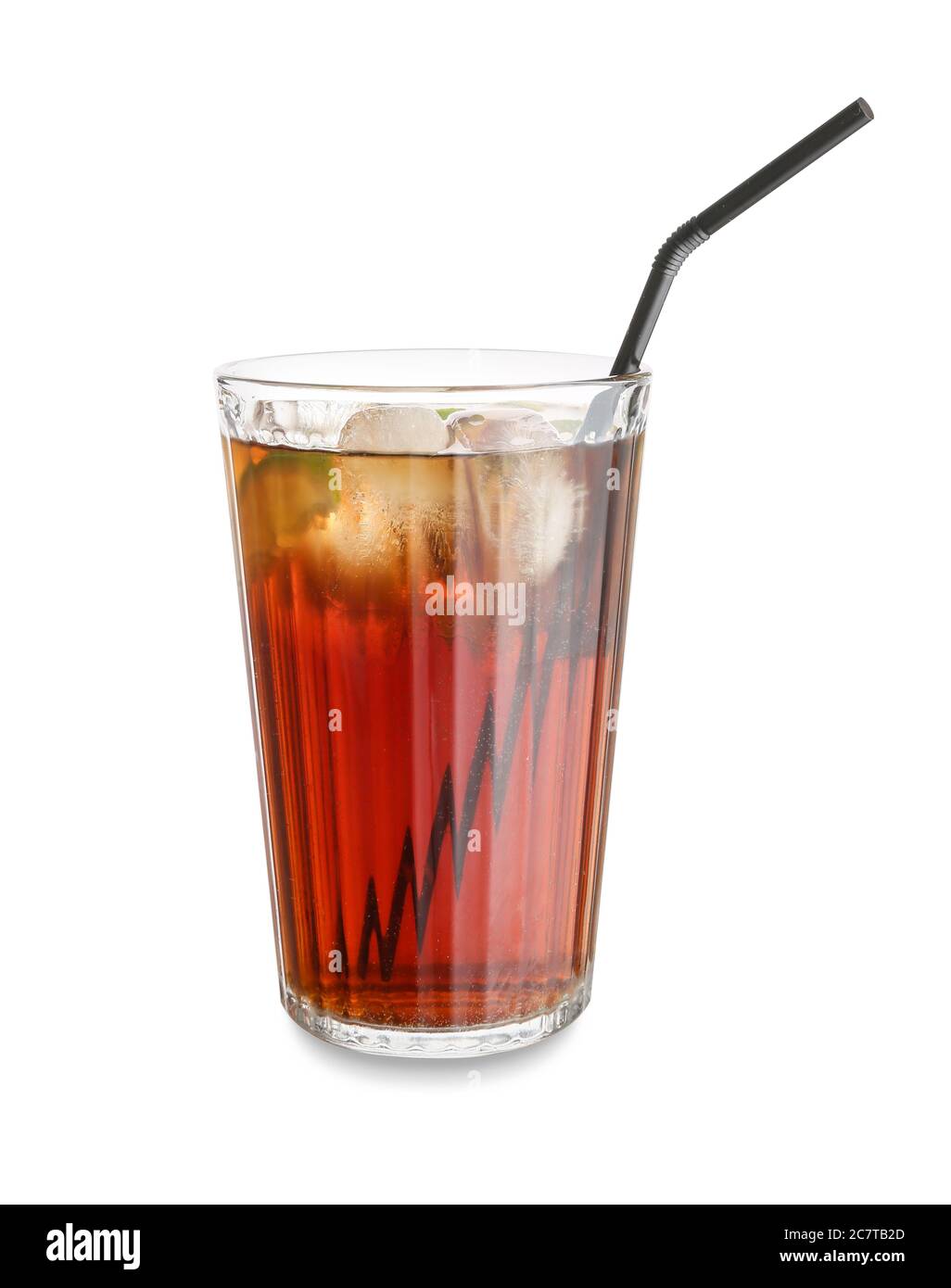 Glass of tasty Cuba Libre cocktail on white background Stock Photo - Alamy