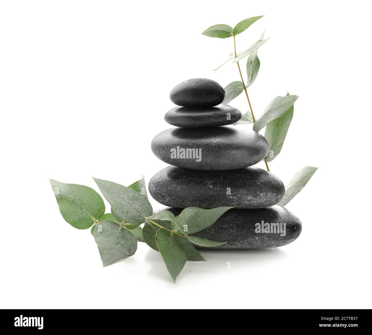 Spa stones on white background Stock Photo - Alamy