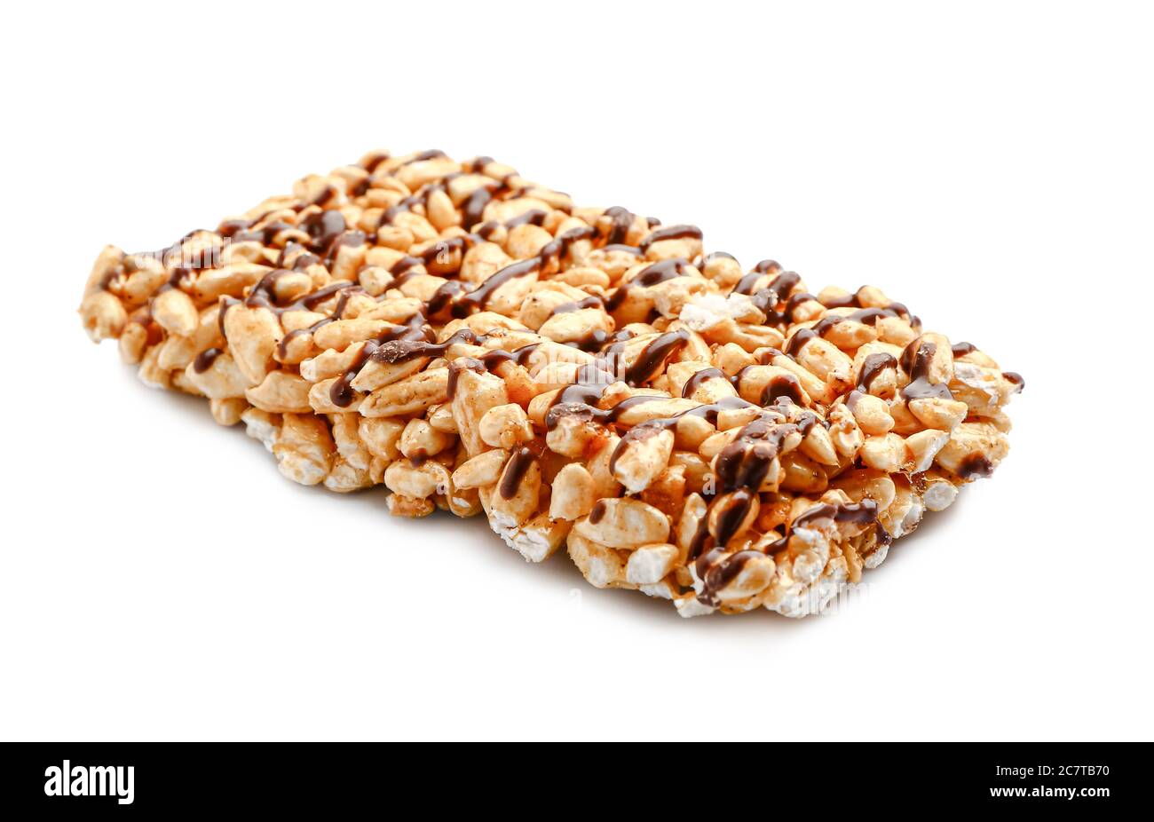 Crispy rice bar on white background Stock Photo - Alamy