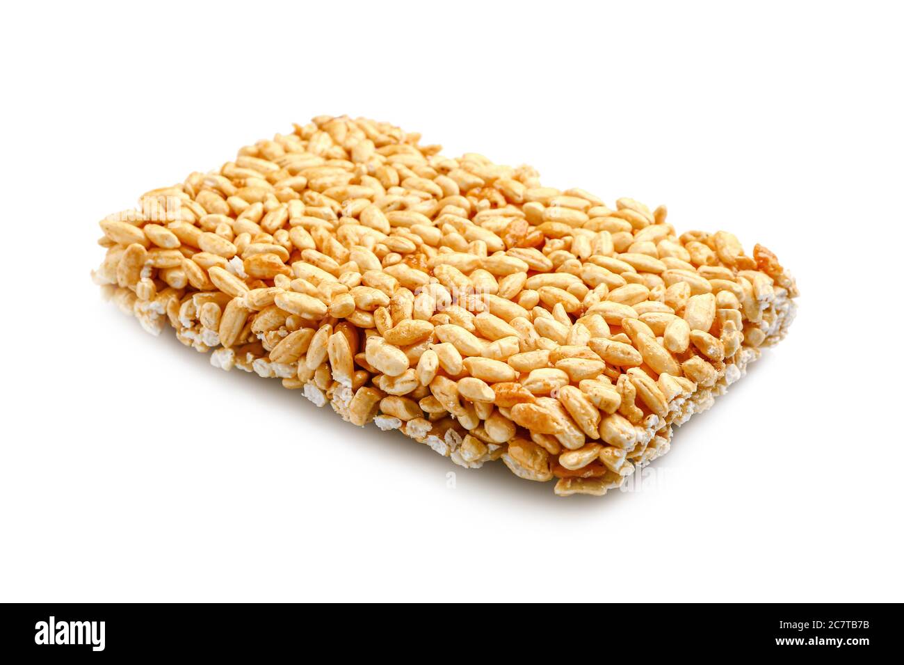 Crispy rice bar on white background Stock Photo - Alamy