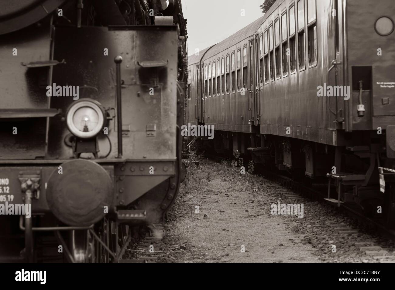 Front of an old Steam Locomotive, Details of an steam locomotive, head ...