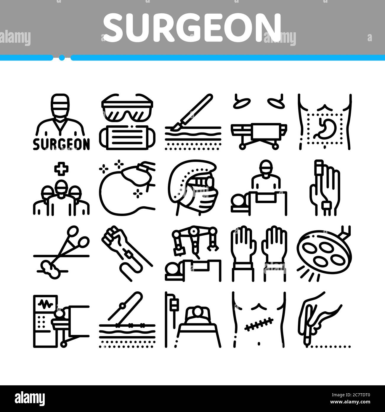 Surgeon Medical Doctor Collection Icons Set Vector Stock Vector Image ...