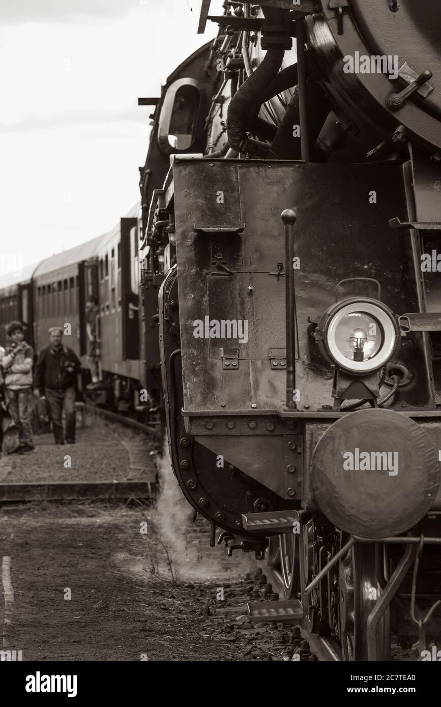 Front of an old Steam Locomotive, Details of an steam locomotive, head ...