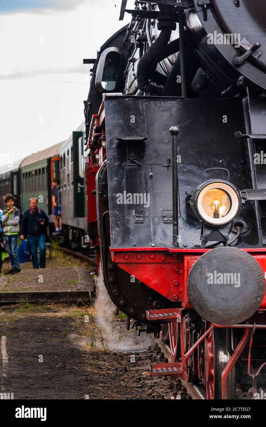 Front of an old Steam Locomotive, Details of an steam locomotive, head ...