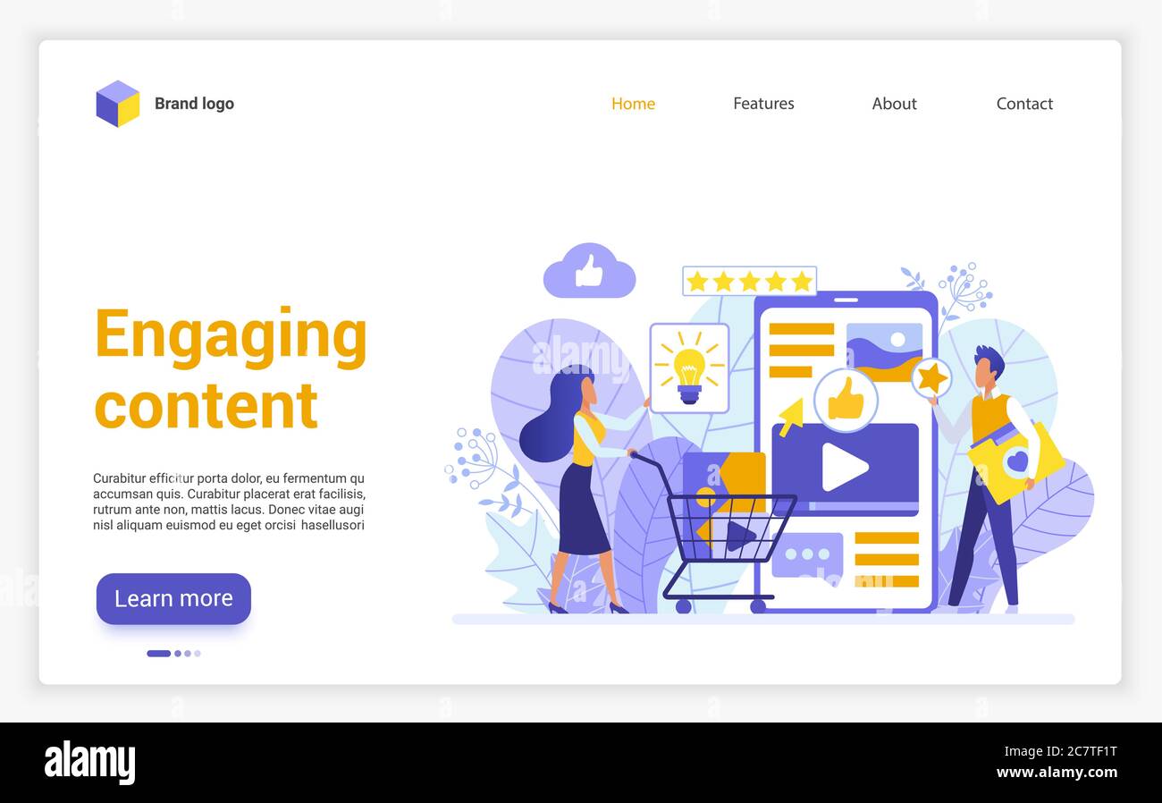 Engaging content website flat design landing page. User friendly ...