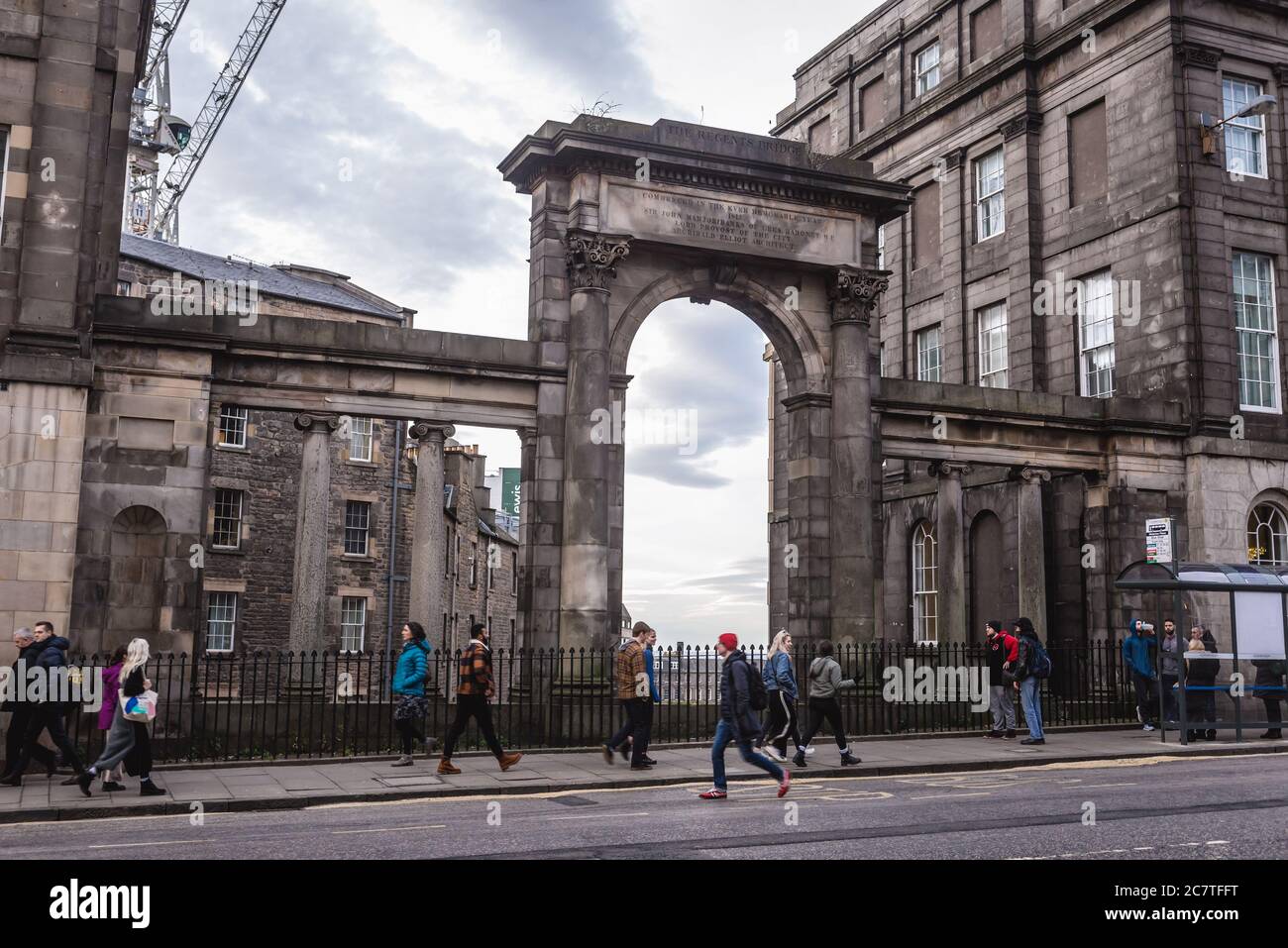 Regent Bridge on Waterloo Place in Edinburgh, the capital of Scotland ...