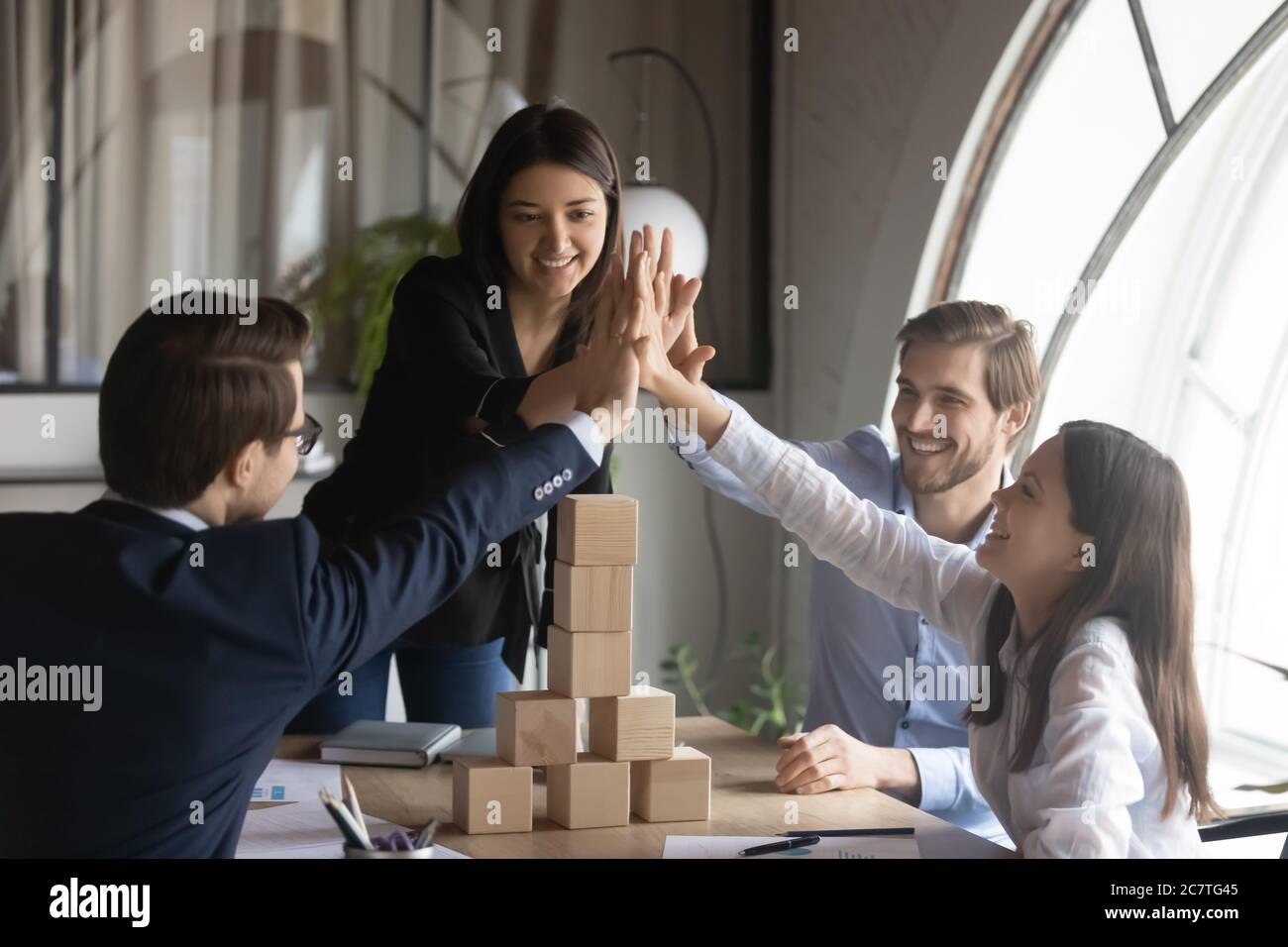 Team five diverse multiethnic hi-res stock photography and images - Alamy