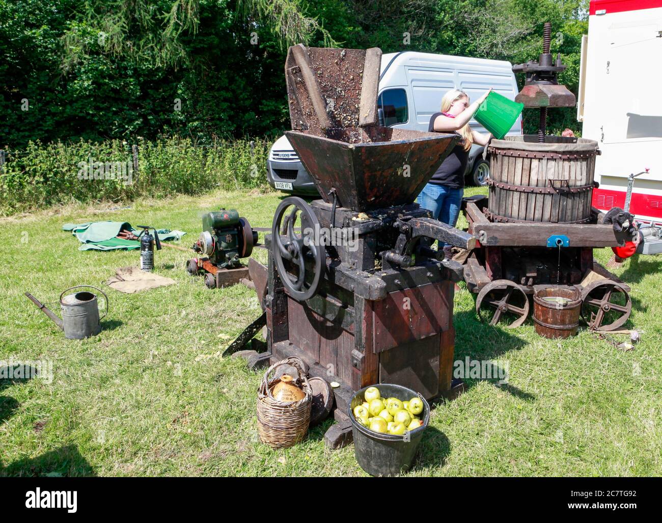 A historic wooden apple scratter (crusher) and press used in the ...