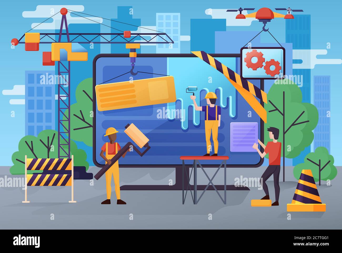 Under construction site Stock Vector Images - Alamy