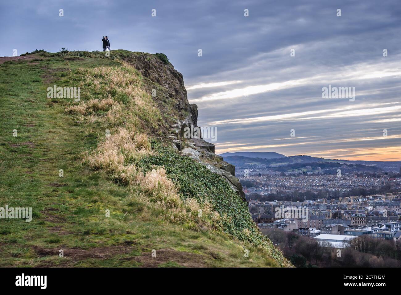 Salisbury Crags in Holyrood Park in Edinburgh, the capital of Scotland ...