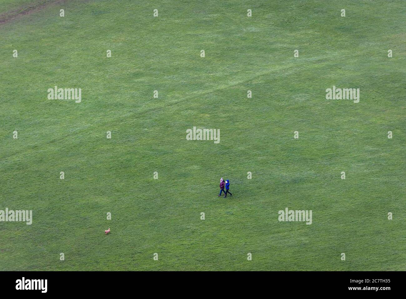 Parade Ground seen from hill of Holyrood Park in Edinburgh, the capital ...