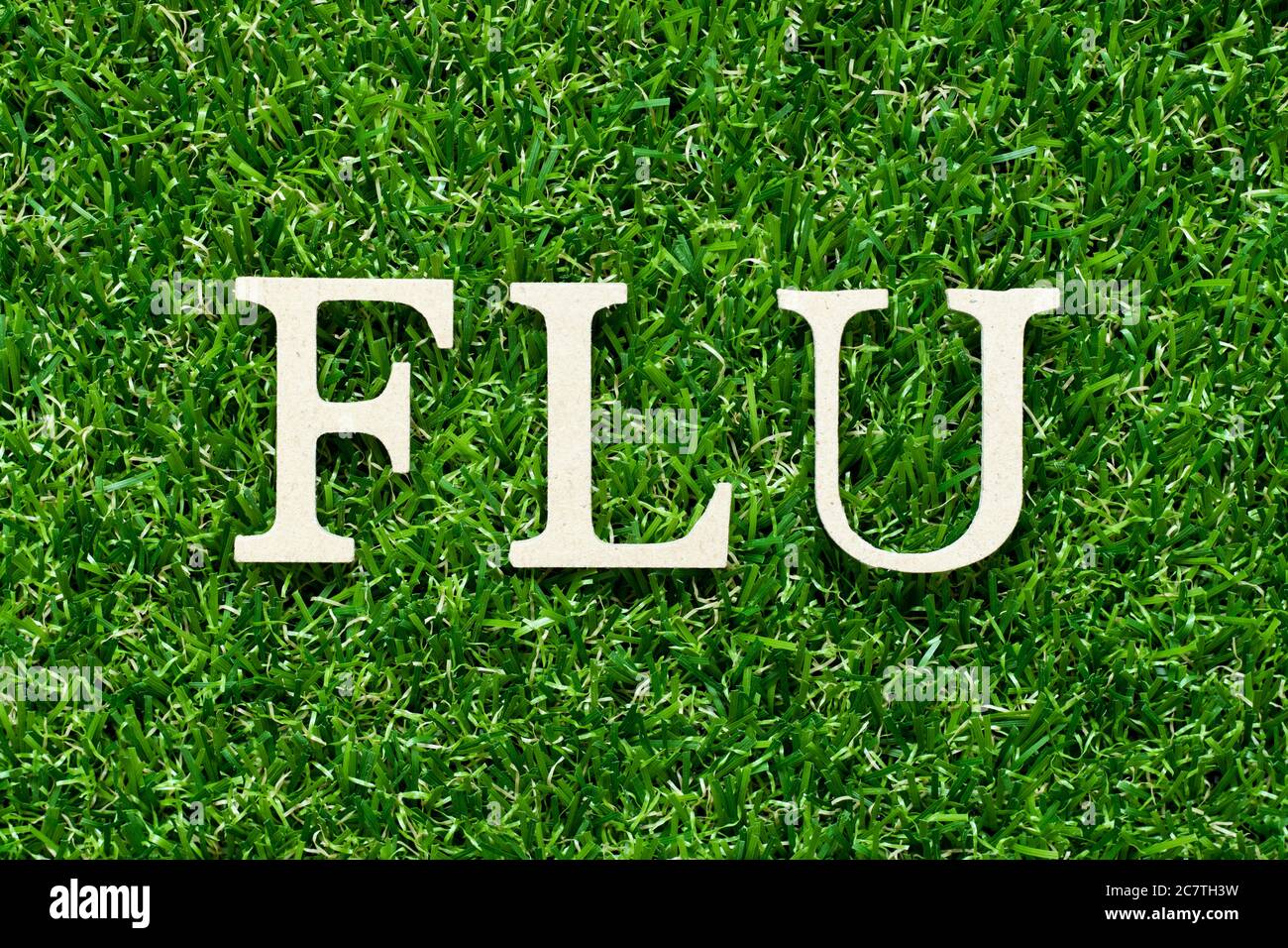 Wood alphabet letter in word flu on green grass background Stock Photo ...