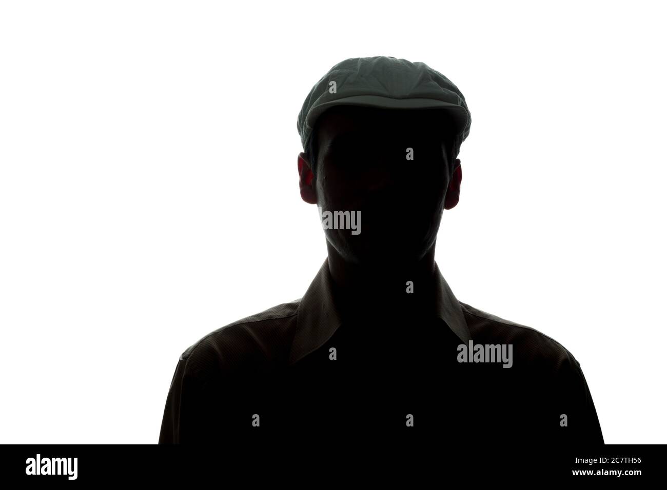 Portrait of a young man in cap, front view - silhouette Stock Photo - Alamy