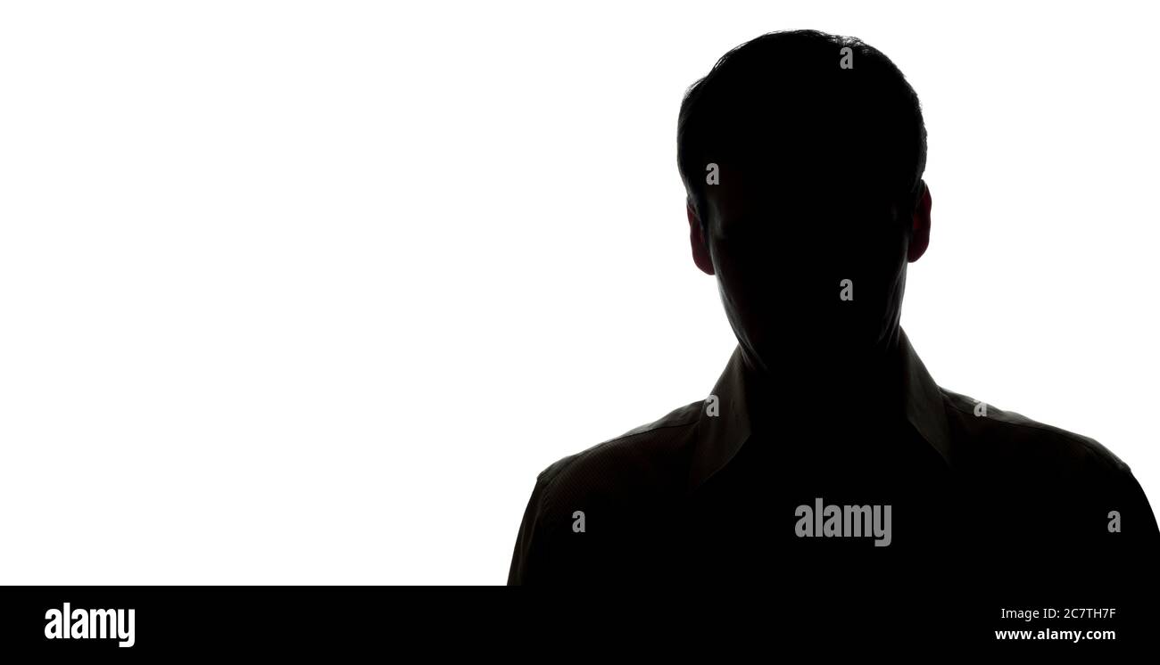 Portrait of a young man, front view - silhouette Stock Photo - Alamy
