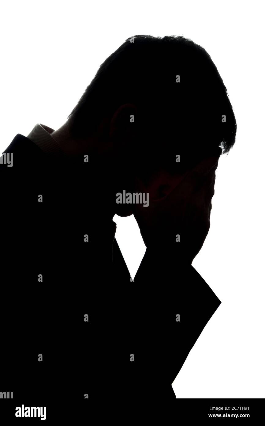 Portrait of a young man, side view - silhouette Stock Photo - Alamy